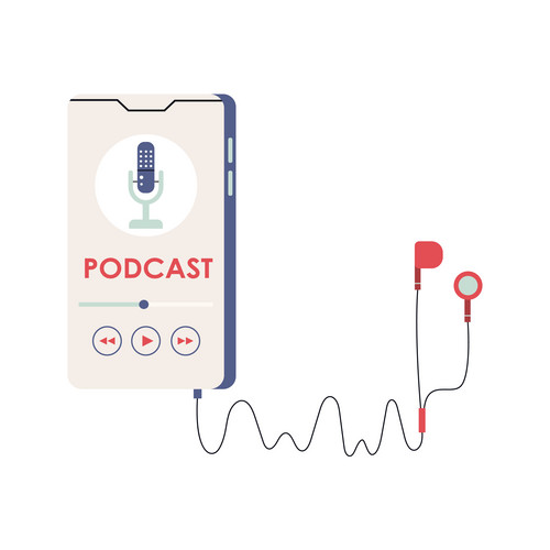Vector Flat Illustration Of The Smartphone With Podcast App On The ...