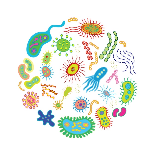Vibrant Microbial Menagerie: A Whimsical Celebration of Microscopic ...