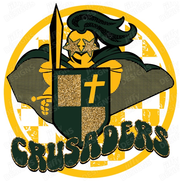 'Crusaders' Emblem with Medieval Knight and Heraldic Shield | Jiffy Designs