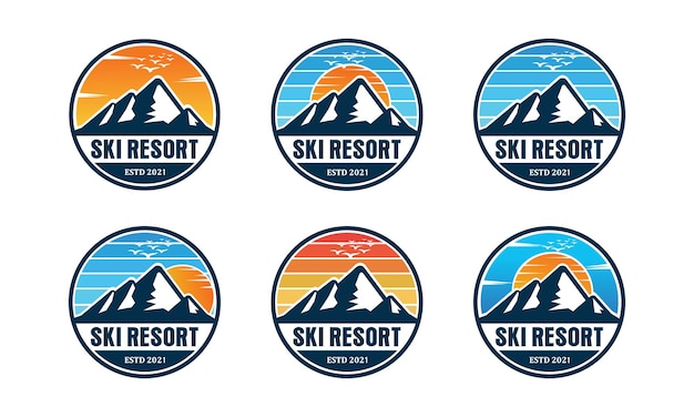 Vibrant Ski Resort Emblem Collection with Mountain Silhouettes | Jiffy ...