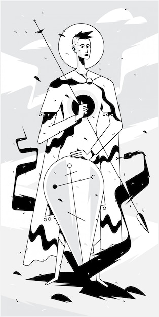 Abstract Geometric Figure with Stylized Human Form Illustration | Jiffy ...