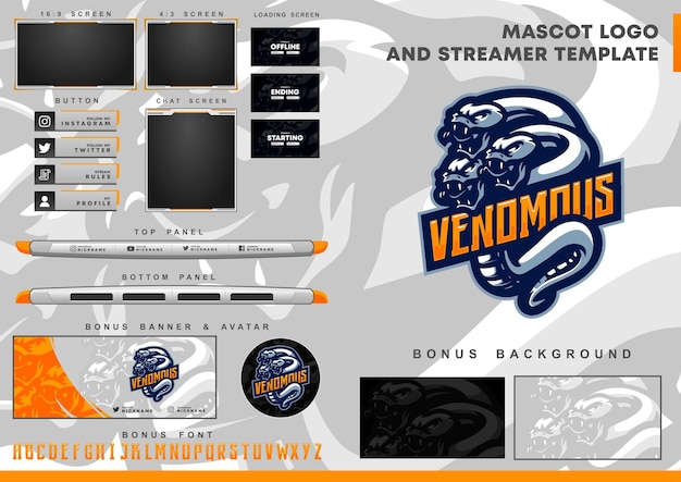 Fierce Venomous Mascot Logo and Versatile Streamer Template | Jiffy Designs