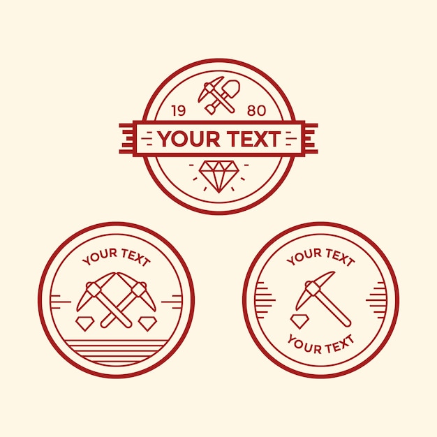 Vintage Mining Emblems and Badges with Customizable Text | Jiffy Designs