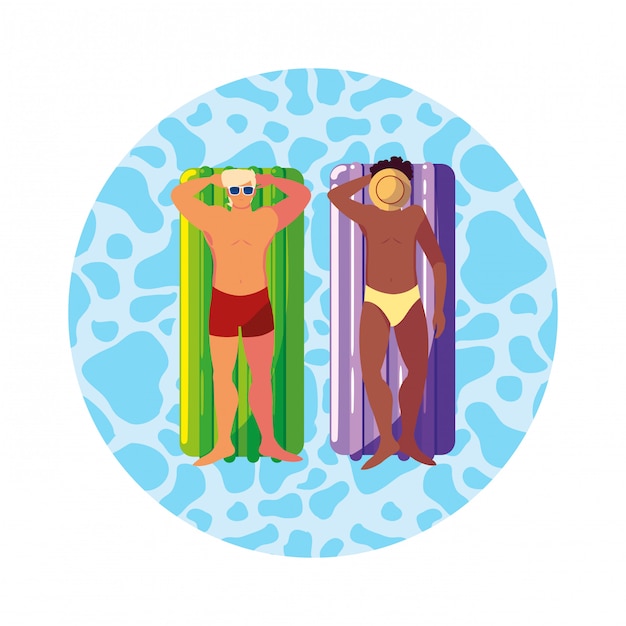 Vibrant Beach Companions Lounging on Colorful Floats | Jiffy Designs