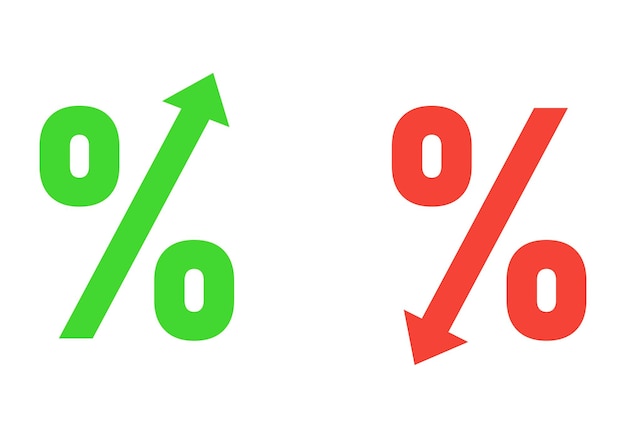 Vibrant Percentage Symbols Indicating Increase and Decrease | Jiffy Designs
