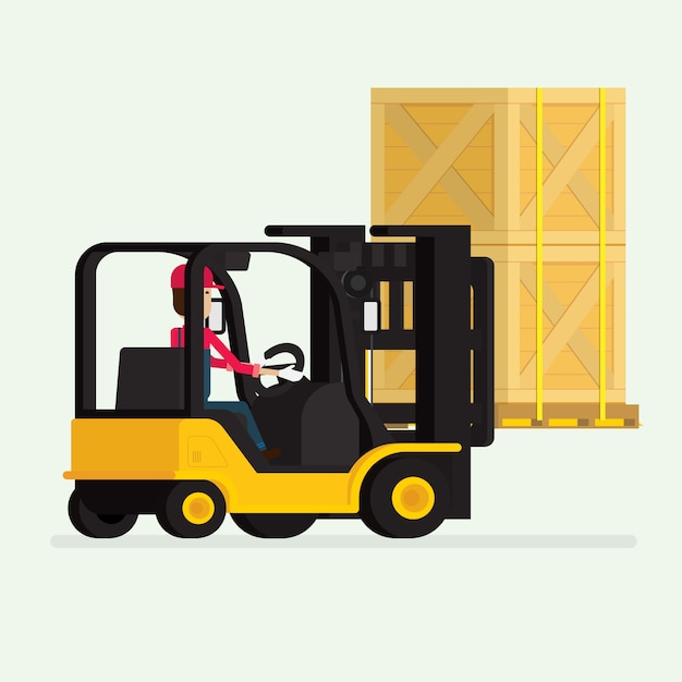 Forklift Loading Crates Illustration with Geometric Patterns | Jiffy ...