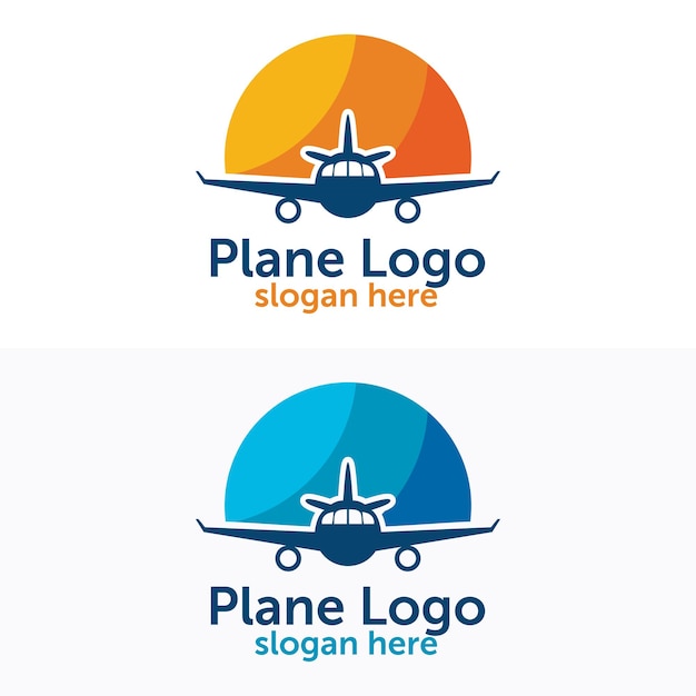 Sleek and Stylized Plane Logo with Vibrant Sunset | Jiffy Designs