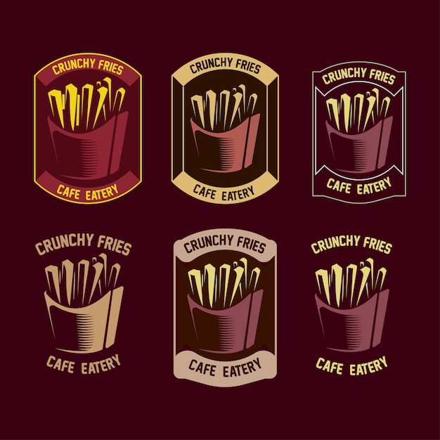 Crispy Fries Cafe Emblem Collection with Retro Badge Designs | Jiffy ...
