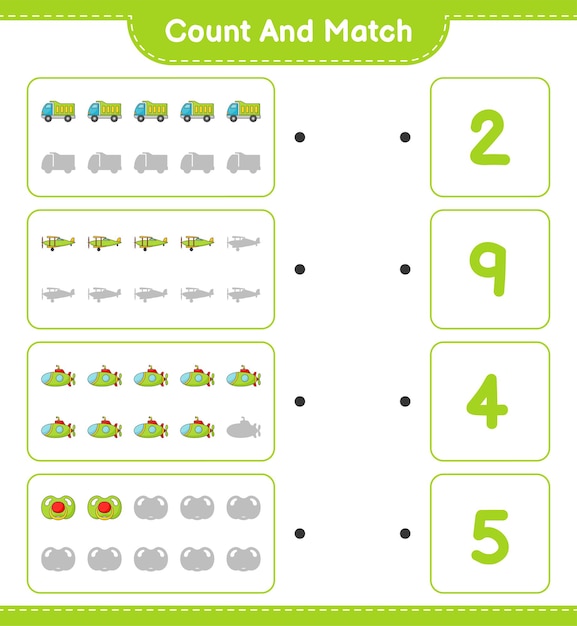 Engaging Counting and Matching Game with Vibrant Vehicles | Jiffy Designs