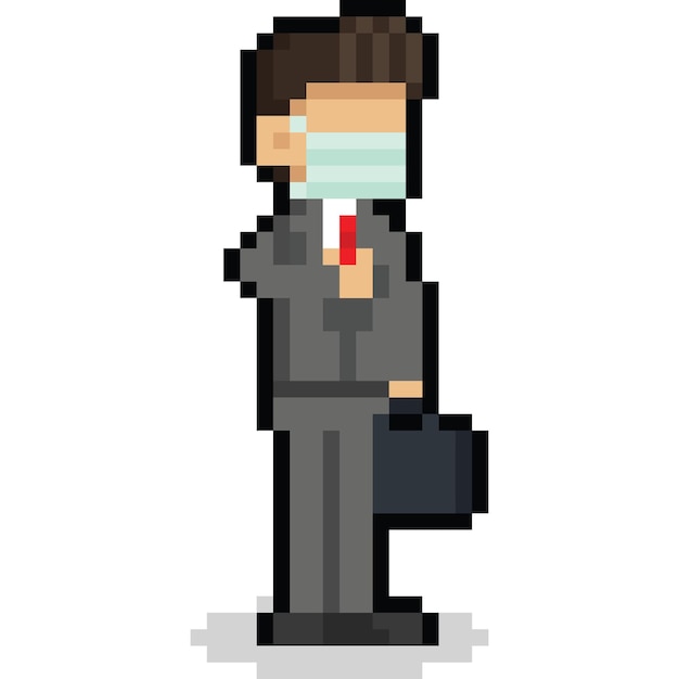 Pixel Art Businessman in Formal Attire Holding Briefcase | Jiffy Designs