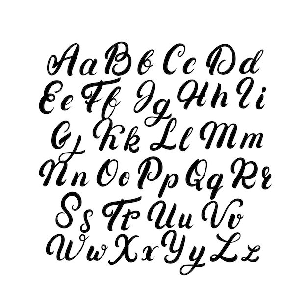 Elegant Cursive Alphabet in Flowing Black Calligraphy | Jiffy Designs