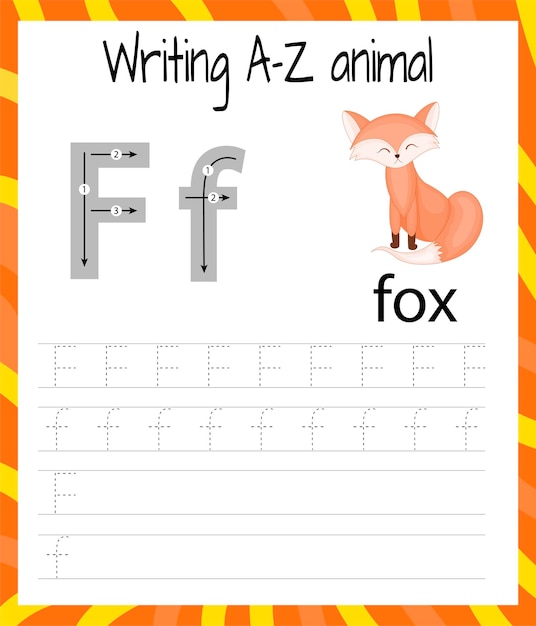 Adorable Fox in Vibrant Alphabet Tracing Activity | Jiffy Designs