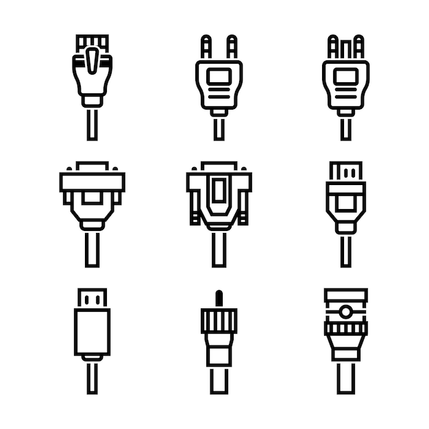 Diverse Collection of Stylized Electrical Plug Icons | Jiffy Designs