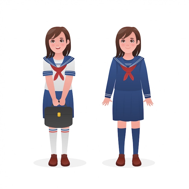 Charming Anime-Style Schoolgirl Figures in Sailor Uniforms | Jiffy Designs