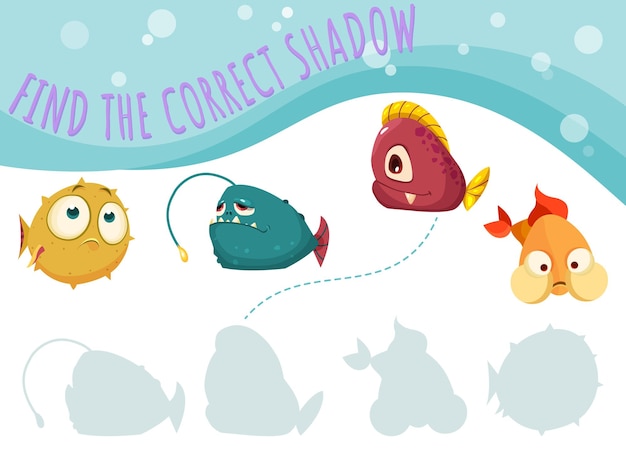 Playful Fish Shadows: A Whimsical Shadow Matching Game | Jiffy Designs