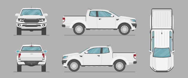 Sleek and Versatile Pickup Truck in Various Angles | Jiffy Designs