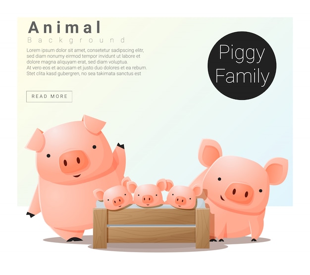 Adorable Piggy Family in Charming Illustration | Jiffy Designs