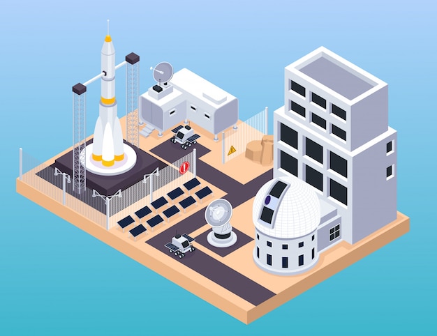 Captivating Isometric Illustration of a Futuristic Space Station ...