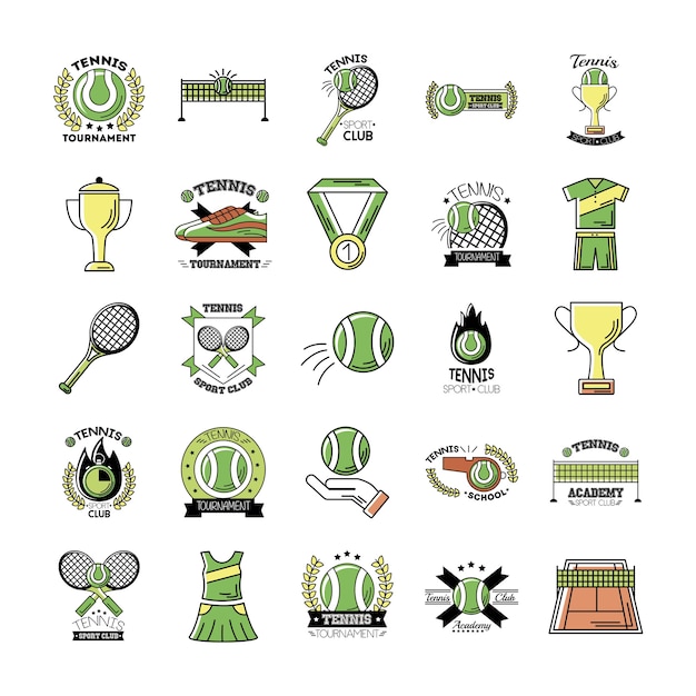 Vibrant Collection of Tennis-Themed Graphic Elements and Icons | Jiffy ...