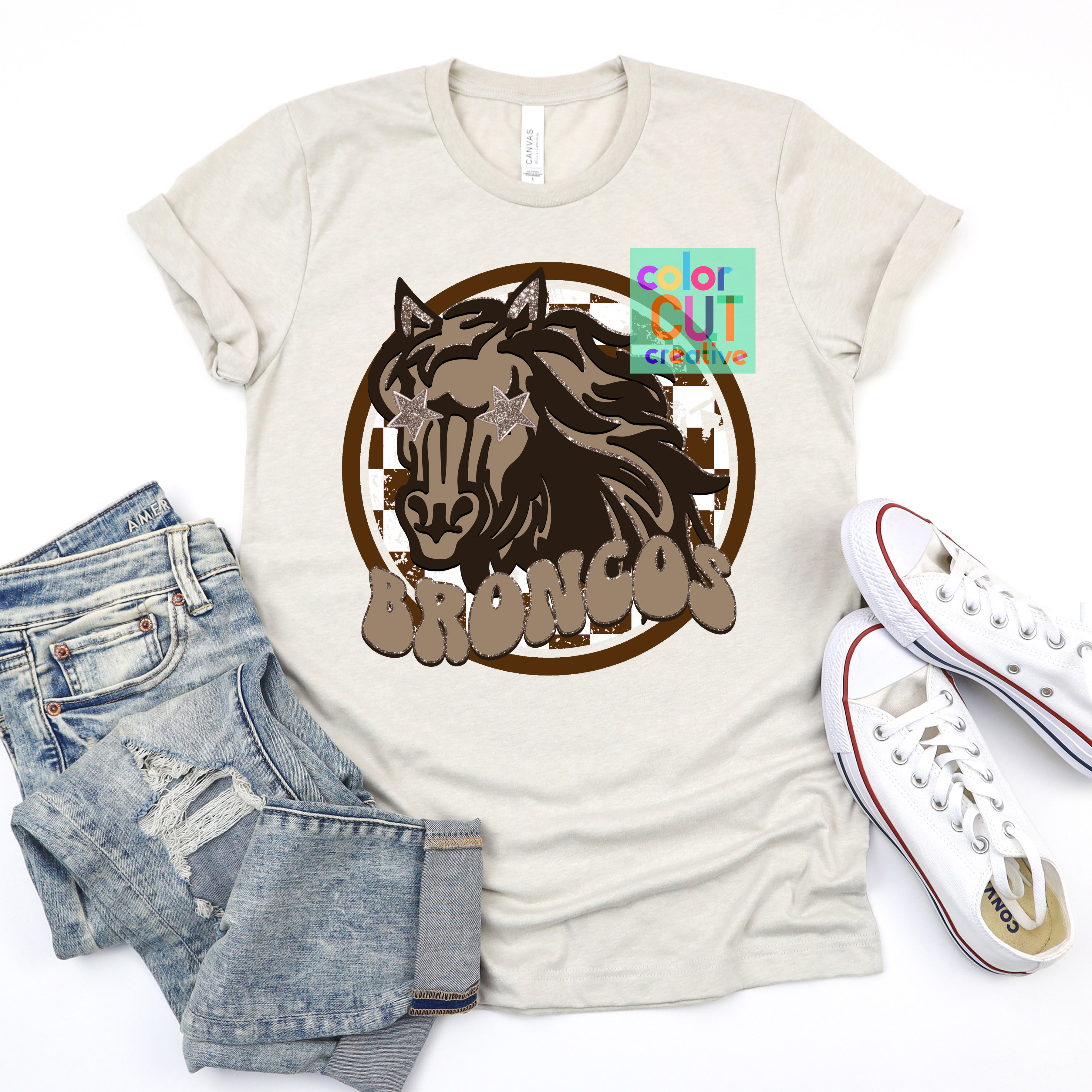 'Bronco' Stylized Horse Head with Rugged Western Flair | Jiffy Designs