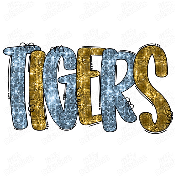 'Tigers' Dazzling Mosaic Letters in Silver and Gold | Jiffy Designs