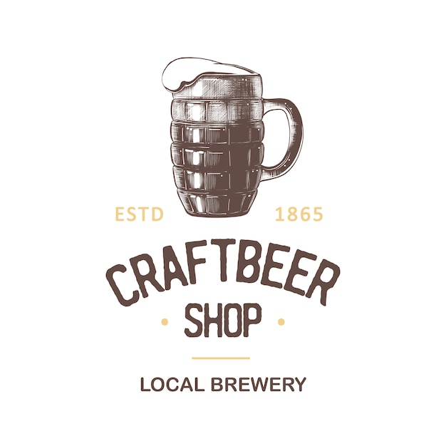 Vintage Craft Beer Shop Logo with Frothy Mug Illustration | Jiffy Designs