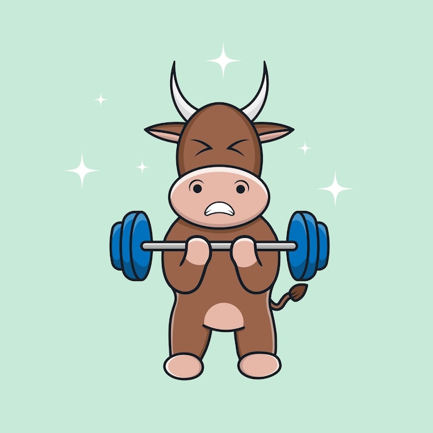 Determined Ox Lifting Weights with Grit and Perseverance | Jiffy Designs
