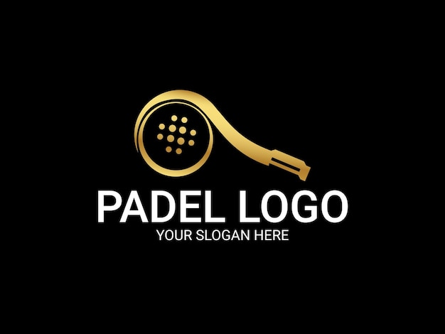 Elegant Golden Padel Racket Logo with Customizable Slogan | Jiffy Designs