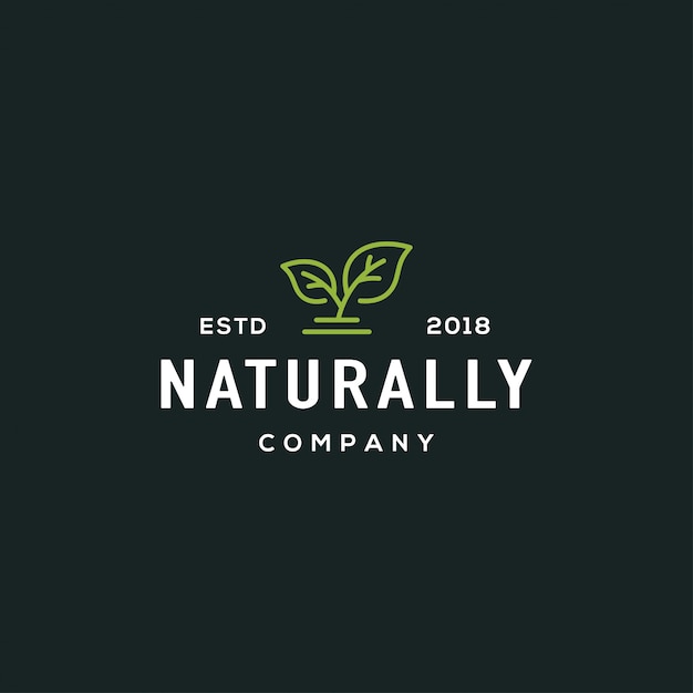 Naturally Company Vintage Leaf Logo on Dark Background | Jiffy Designs