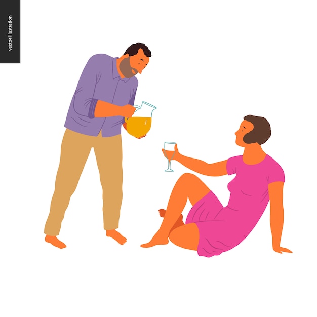 Casual Conversation over Drinks between Two Friends | Jiffy Designs