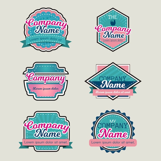 Vibrant Vintage Logo Badge Collection with Company Name Placeholders ...