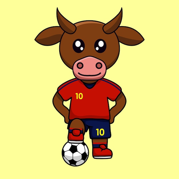 Adorable Cow Soccer Player Illustration | Jiffy Designs