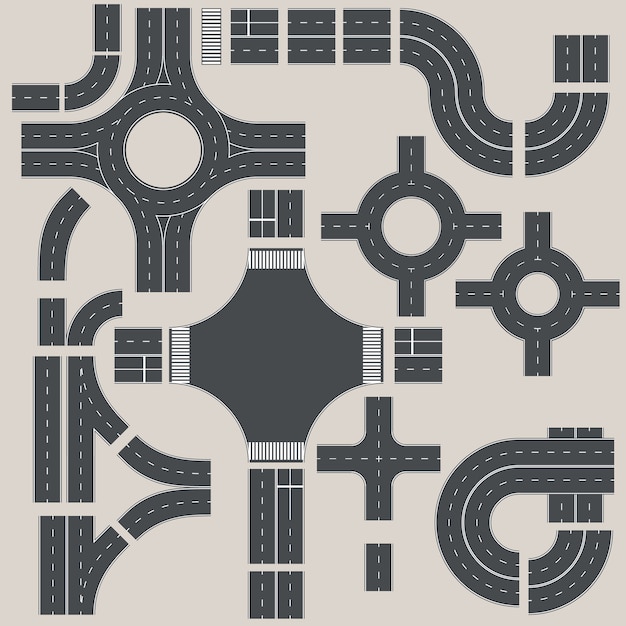 Intricate Roadway Intersections and Roundabouts in Monochrome | Jiffy Designs