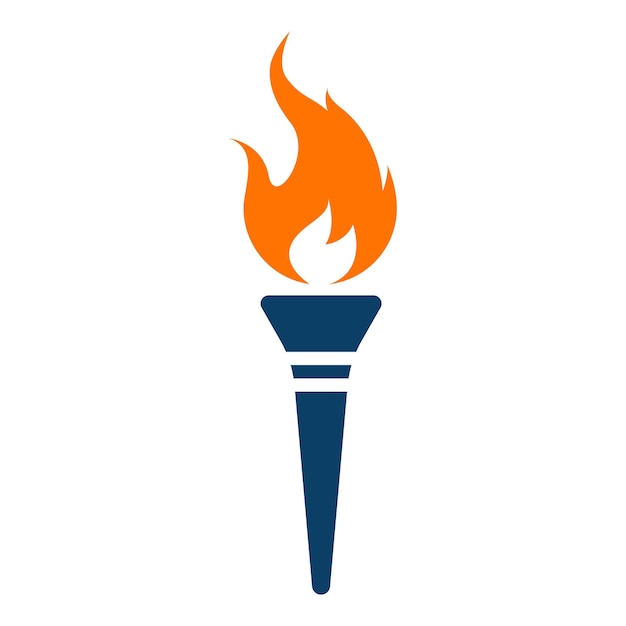 Vibrant Torch Flame Emblem in Striking Orange and Blue | Jiffy Designs