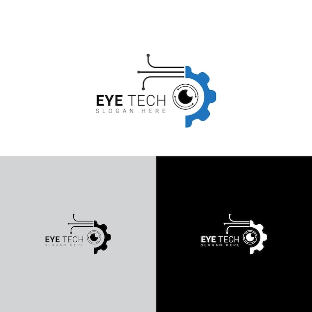 Innovative Eye Tech Logo with Gear and Eyeball Symbols | Jiffy Designs