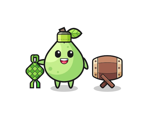 Adorable Pear Character with Wooden Barrel and Leaf Accessory | Jiffy ...