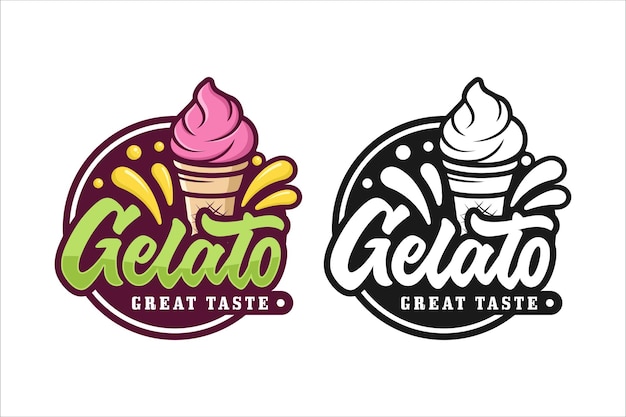 Vibrant Gelato Logo with Whimsical Ice Cream Swirl | Jiffy Designs