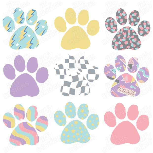 Paw Print Patterns Featuring Vibrant Colors and Diverse Textures ...