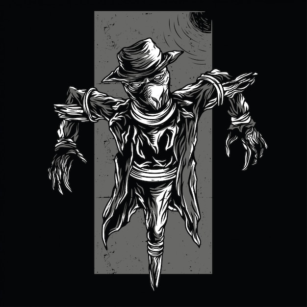 Sinister Skeletal Figure in Menacing Monochrome Illustration | Jiffy ...