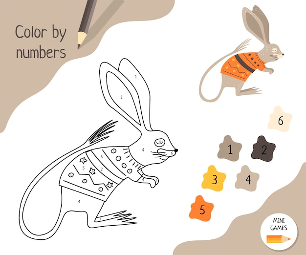 Vibrant Rabbit Color by Numbers Artwork | Jiffy Designs