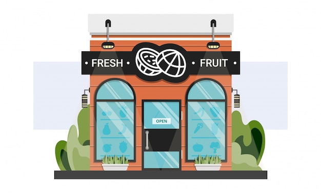 Vibrant Illustration of Fresh Fruit Store with Retro Signage | Jiffy ...