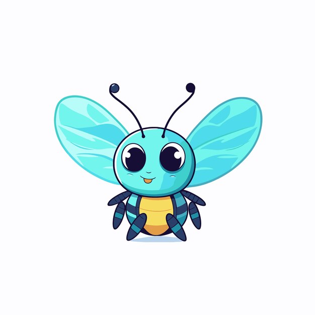 Charming Aqua Blue Cartoon Bee with Friendly Expression | Jiffy Designs