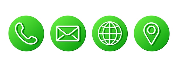Vibrant Green Contact Icons with Minimalist Symbols | Jiffy Designs