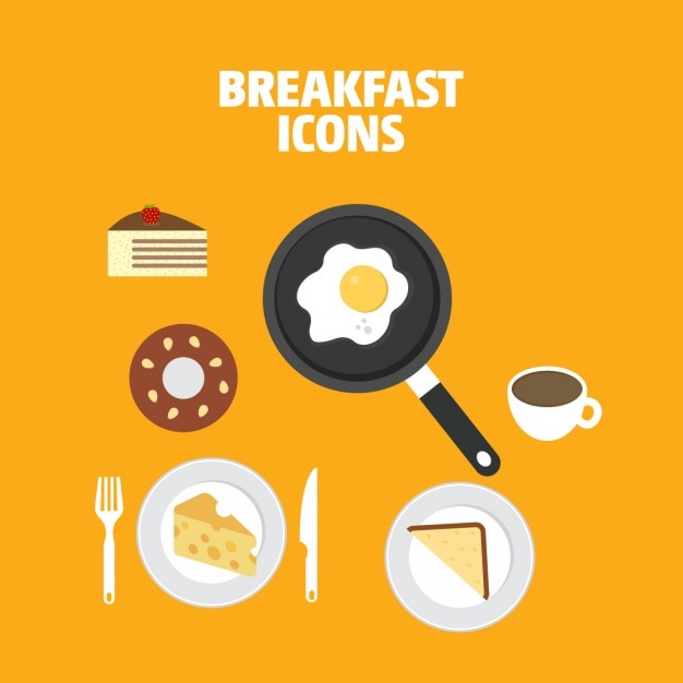 Stylized Breakfast Icons with Vibrant Colors and Bold Design | Jiffy ...
