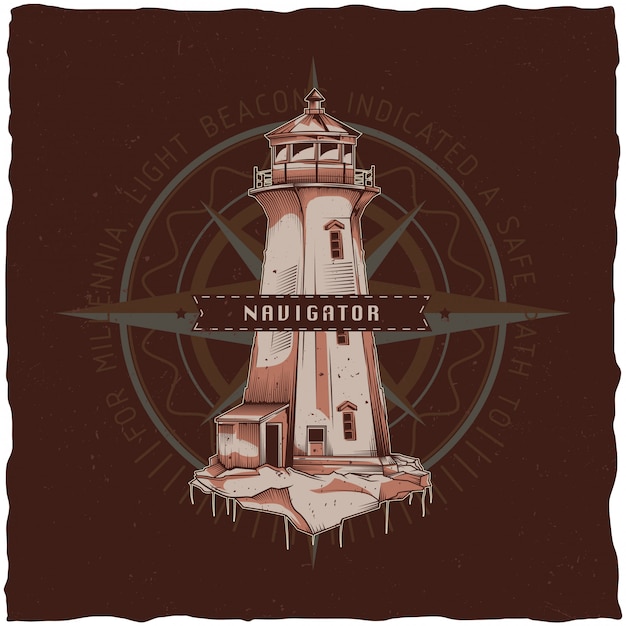 Majestic Lighthouse Emblem: A Nautical Compass Rose Centerpiece | Jiffy ...