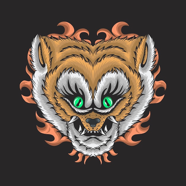 Fierce and Ferocious Tiger Face with Glowing Eyes | Jiffy Designs