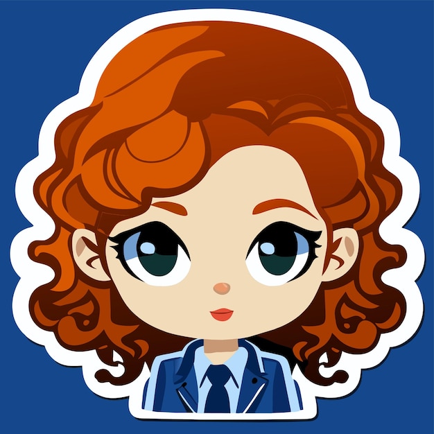 Charming Cartoon Girl with Curly Red Hair | Jiffy Designs