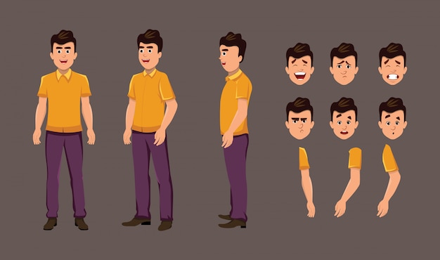 Animated Male Character Set in Casual Attire | Jiffy Designs