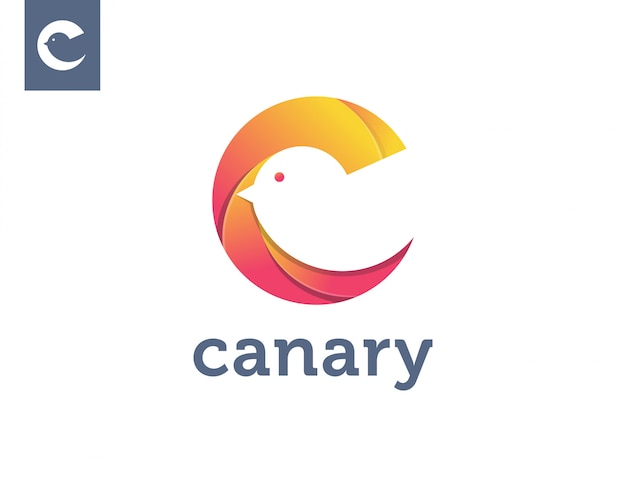 Vibrant Canary Logo with Gradient Feathers and Crescent Moon | Jiffy Designs