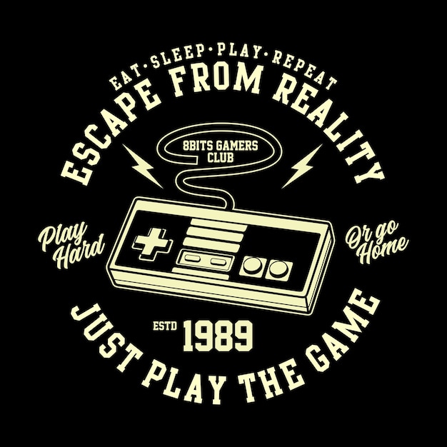 Retro Gaming Escape from Reality Console Controller Graphic | Jiffy Designs